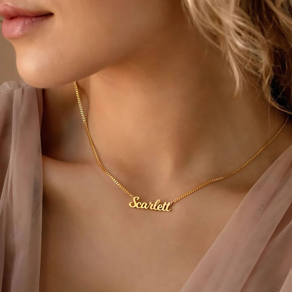 Personalised Scarlett Name Necklace Gold Silver | High Quality Waterproof Personalised Jewellery ...
