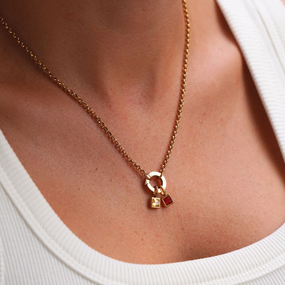 Personalised Aria Birthstone Pendant Necklace Gold | High Quality Waterproof Personalised ...